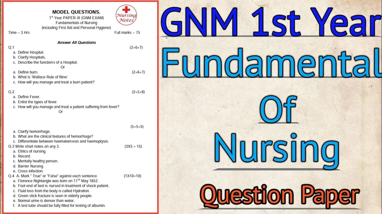 10 Years Question Paper Of GNM 1st Year PDF With Answers